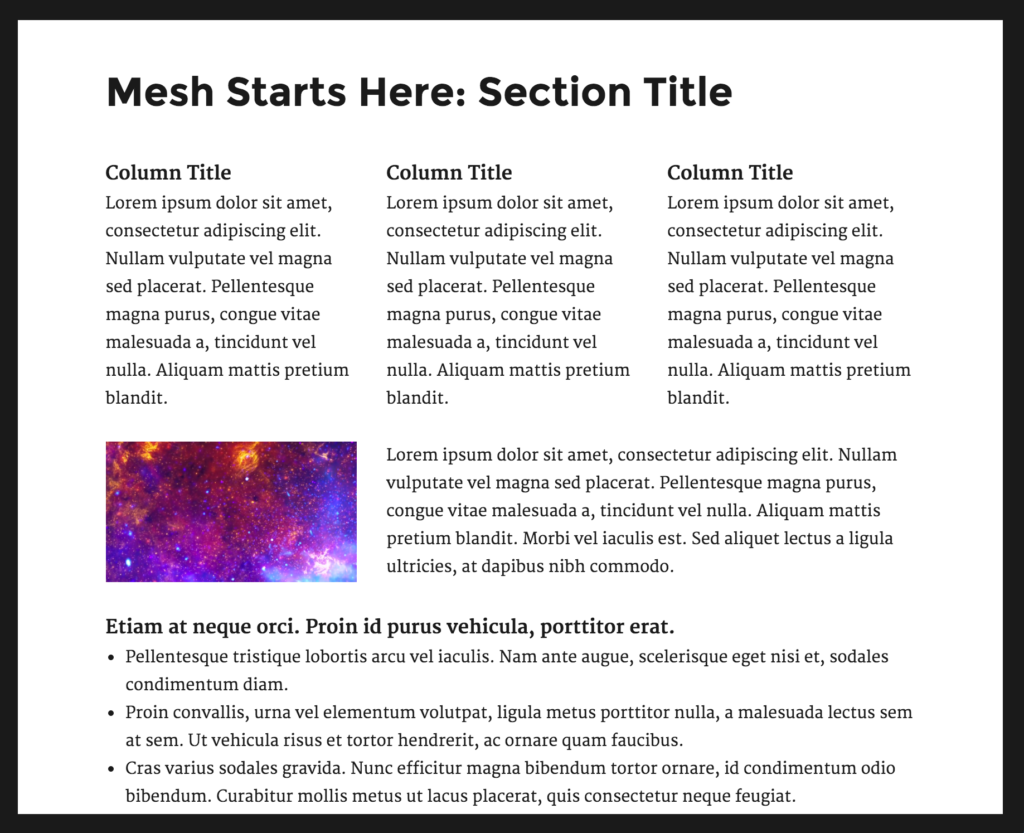Introducing Mesh - Multiple Content Sections - Linchpin
